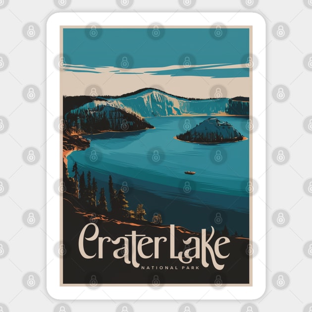 Crater Lake National Park Vintage Travel Poster - Crater Lake - Sticker ...