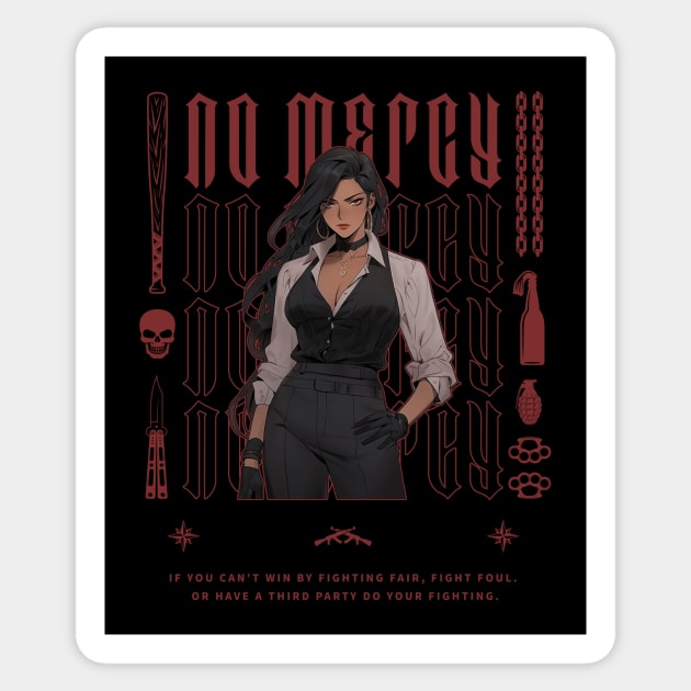 Mafia Anime Style | NO MERCY - Mafia - Sticker | TeePublic
