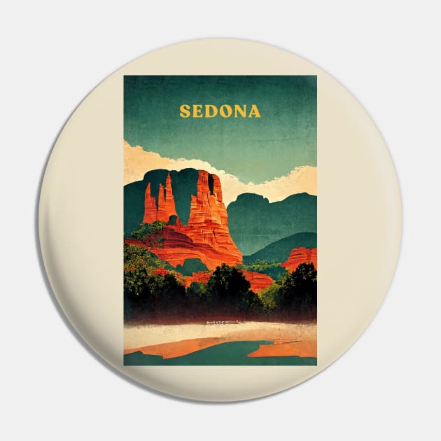 Sedona Arizona Retro - Arizona - Pin | TeePublic