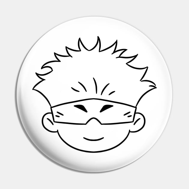 Gojo Chibi Cute Black Line Jujutsu Kaisen Pin Teepublic