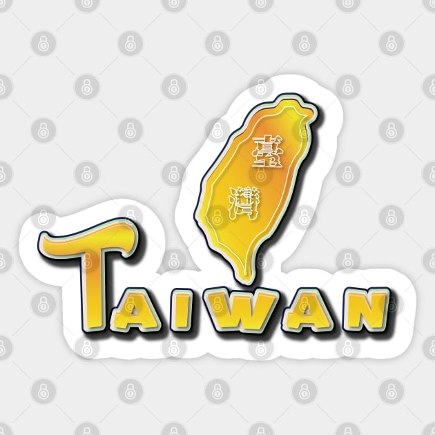 Golden Taiwan Island Map - Taiwan - Sticker | TeePublic