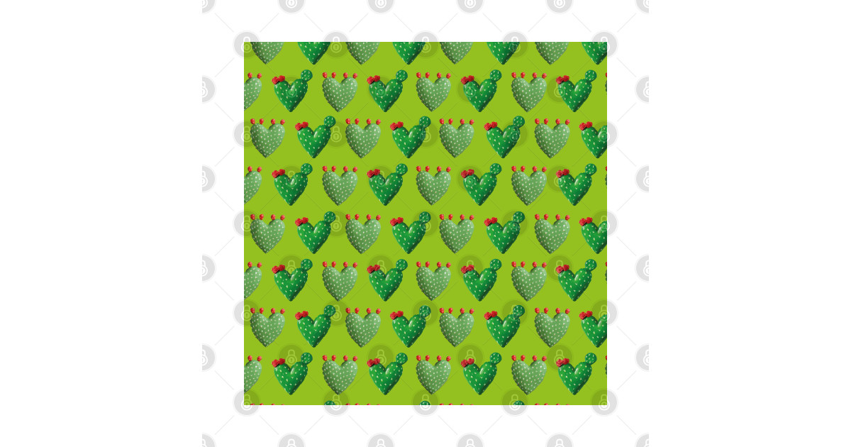 Cactus heart nopal adorable prickly pear mexican modern pattern ...