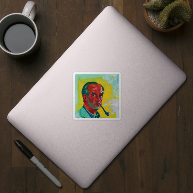 Max Pechstein - Self-Portrait with Pipe - Max Pechstein - Sticker ...