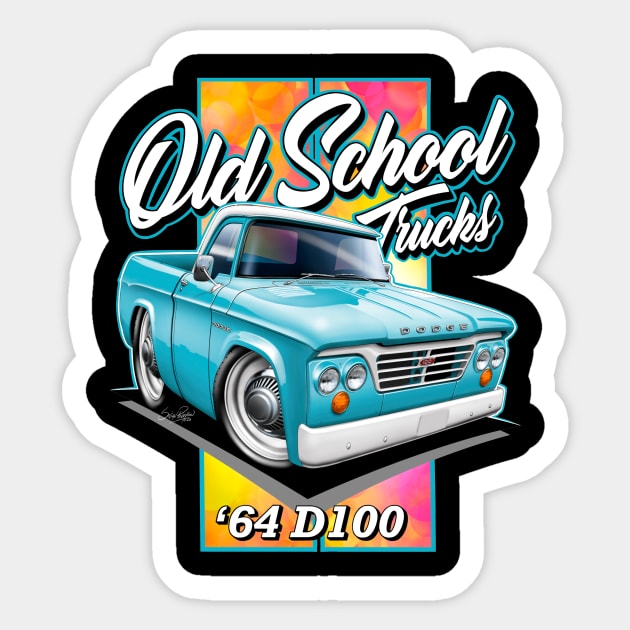 Cartooned 1964 Dodge D100 Truck (Light Blue) - Dodge Trucks - Sticker ...