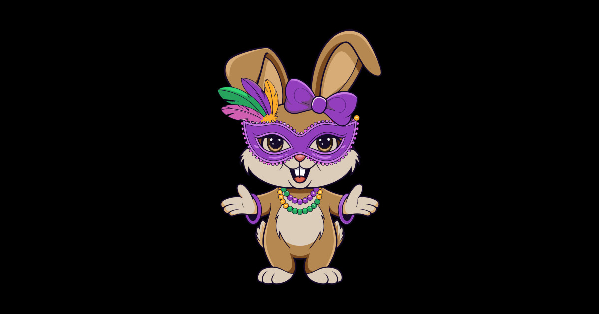 Mardi Gras Bunny with Beads - Mardi Gras - Posters and Art Prints ...