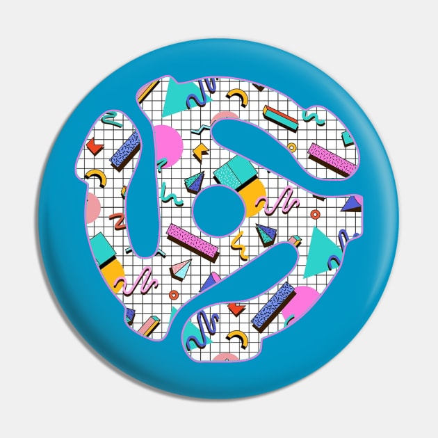 45 Record Adapter 90s Patterns - Music - Pin | TeePublic