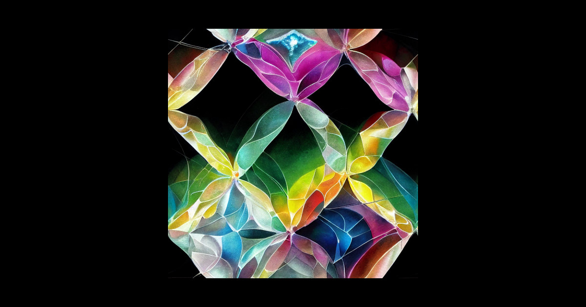 Asymmetric Rainbow crystal pattern - Mandala - Sticker | TeePublic