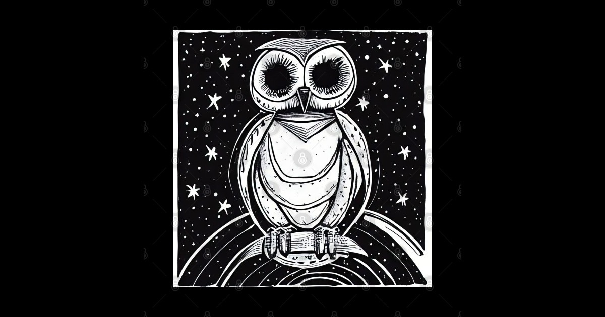 Black and white creepy owl - Black And White Owl - Sticker | TeePublic