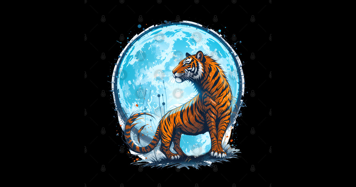 Blue Moon Tiger - Moon - Sticker | TeePublic