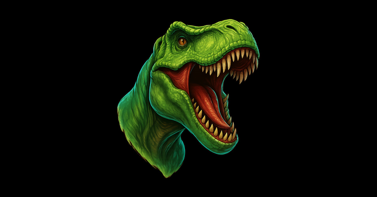 Ferocious Dino Head – Green T-Rex Dinosaur Artwork - T Rex Dinosaur ...
