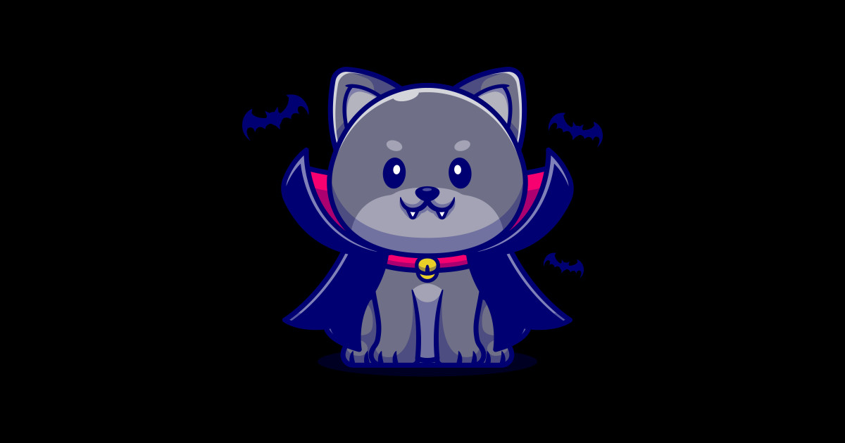 Cute Vampire Cat Cartoon - Cute Vampire Cat Cartoon - Sticker | TeePublic