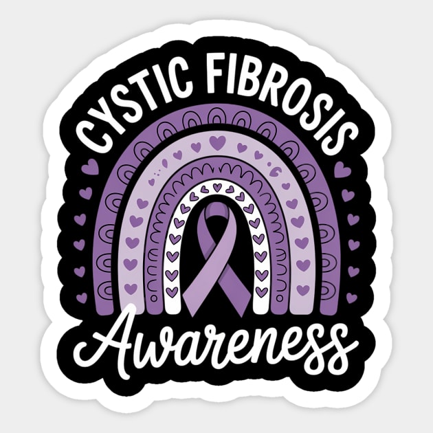Rainbow Purple Ribbon Cystic Fibrosis Awareness - Cystic - Sticker ...
