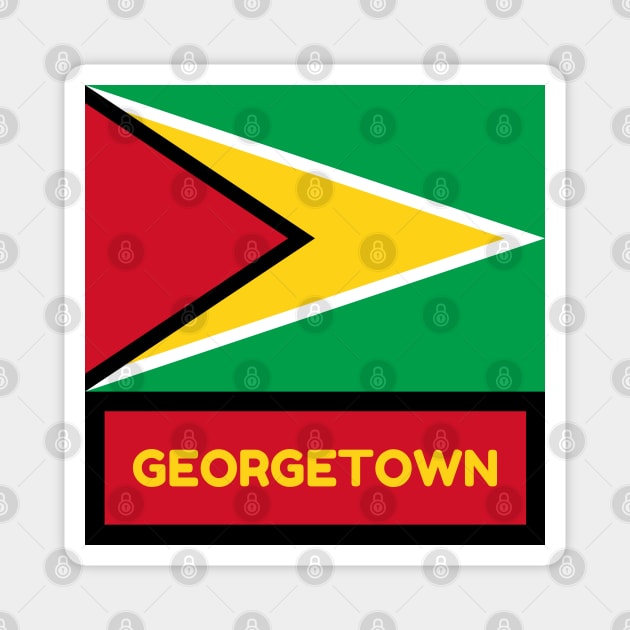 Georgetown City with Guyana Flag - Georgetown - Magnet | TeePublic