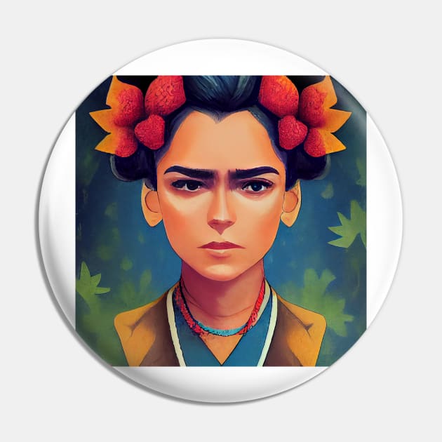 Frida Kahlo | Anime style - Frida Kahlo - Pin | TeePublic