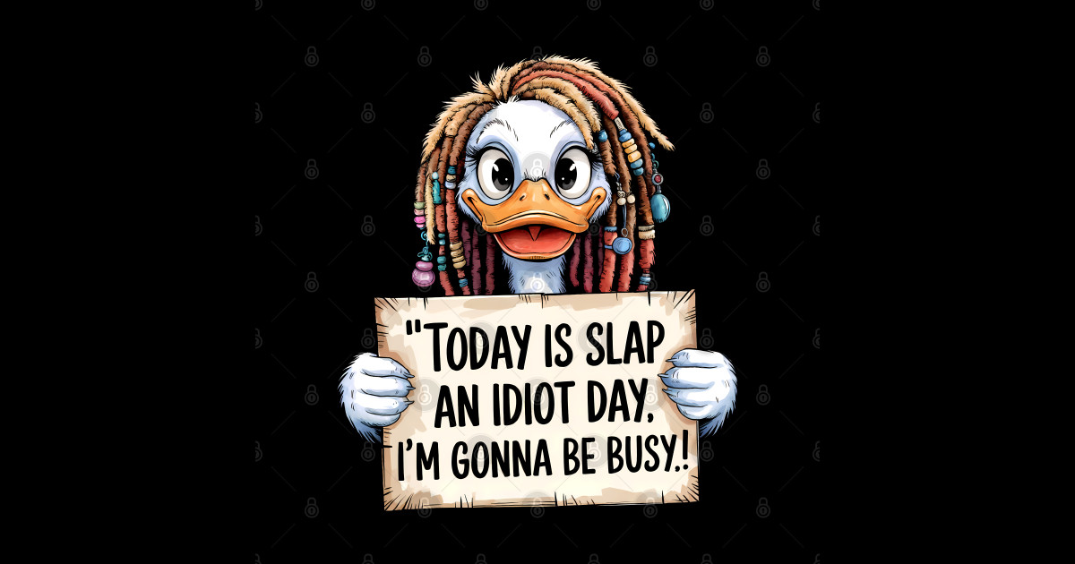 Funny Slap an Idiot Day Duck Cartoon Design - Today Is Slap An Idiot ...