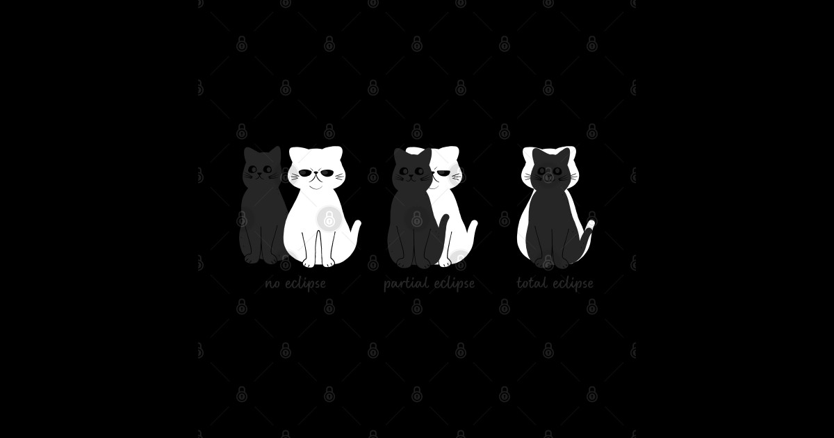 Phases of the Cat Eclipse - Cats Funny - Sticker | TeePublic