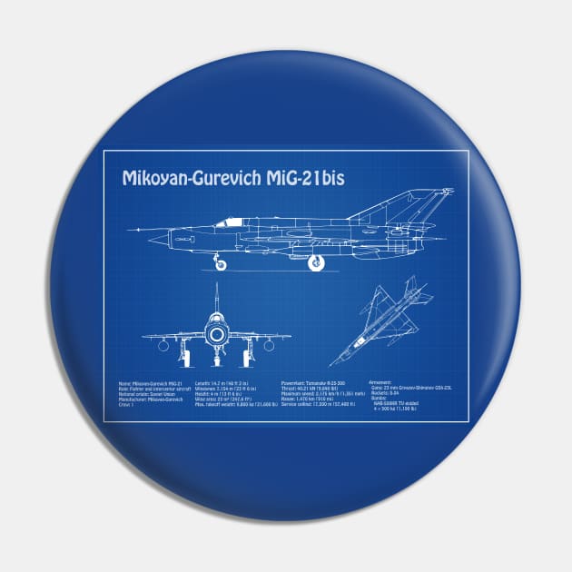 Mikoyan-Gurevich MiG-21 bis Fishbed Fighter - AD - Mig 21 - Pin | TeePublic
