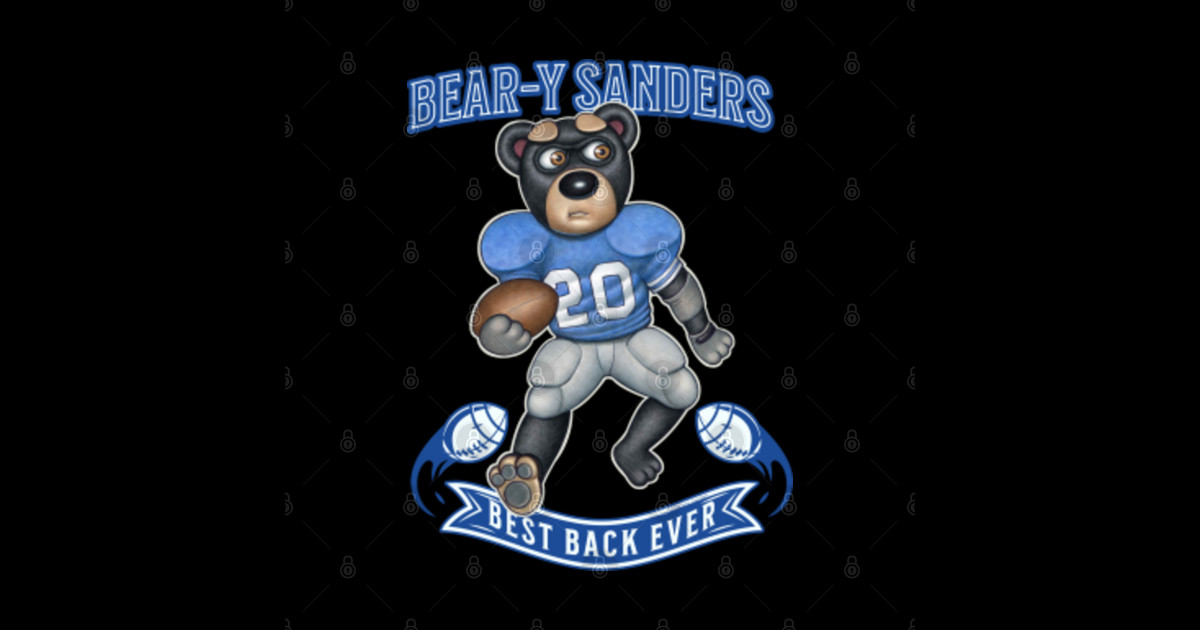 Bear-y Sanders Bear, Best Back Ever! - Barry Sanders - Sticker | TeePublic