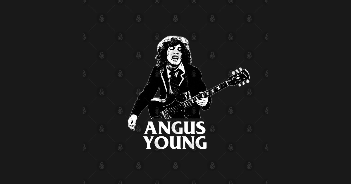 Angus Young - Engraving Style - Musician - T-Shirt | TeePublic
