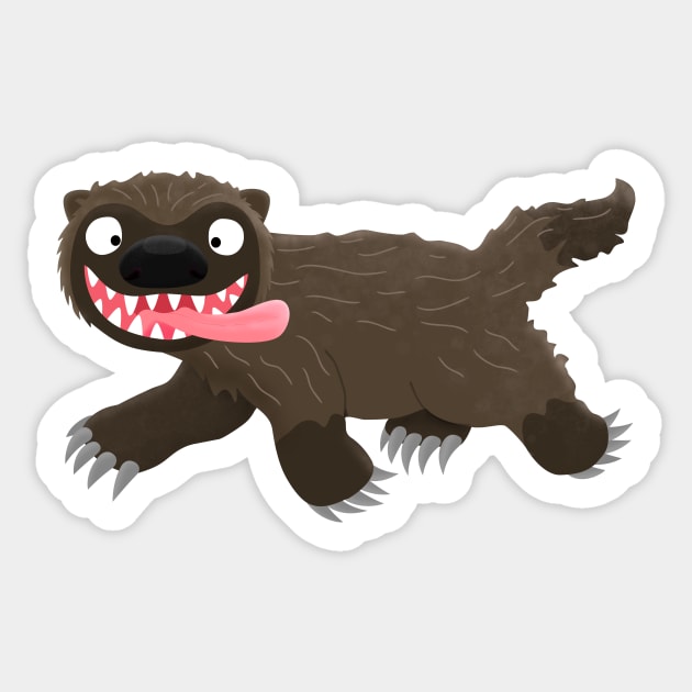 Funny hungry wolverine animal cartoon - Wolverine - Sticker | TeePublic