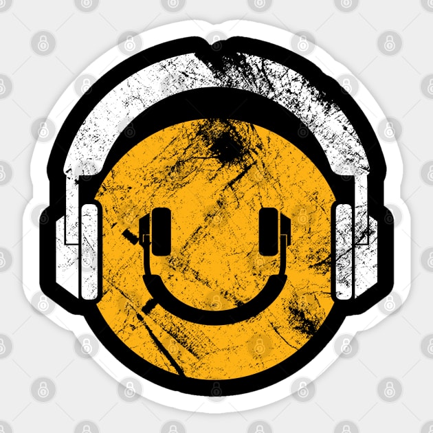 Happy Face Headphones - Smiley Face Headphones - Sticker | TeePublic
