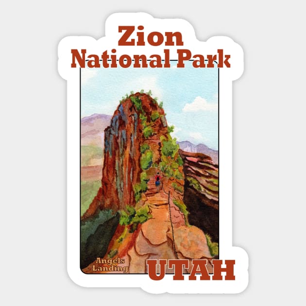 Angels Landing, Zion National Park Utah - Angels Landing - Sticker ...