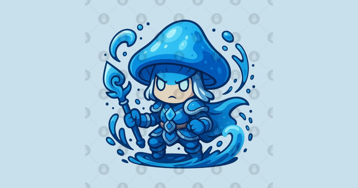 Aquacap the Flow Guardian – Chibi Water Warrior - Water Mushroom - T ...
