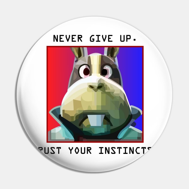 Peppy Hare Never Give Up (Black Text) - Star Fox - Pin | TeePublic