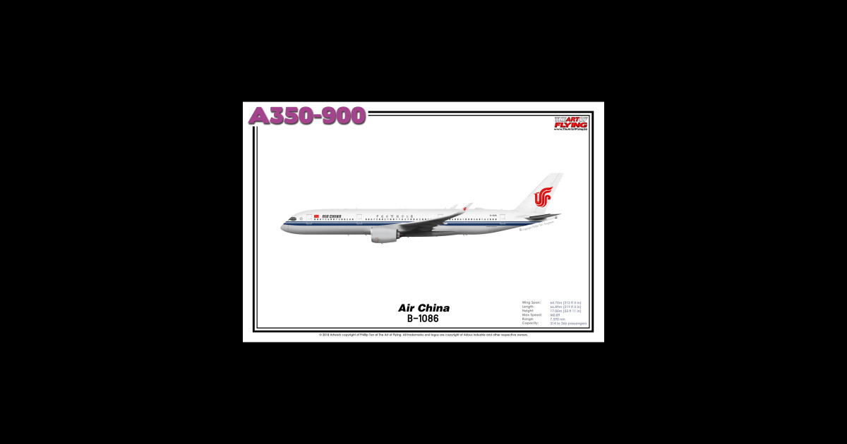 Airbus A350-900 - Air China (Art Print) - A359 - Sticker | TeePublic