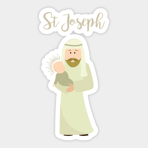 Saint Joseph and Baby Jesus - St Joseph - Sticker | TeePublic