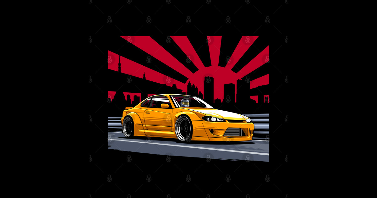 Silvia S15 Widebody (yellow) - Car Enthusiast - Sticker | TeePublic