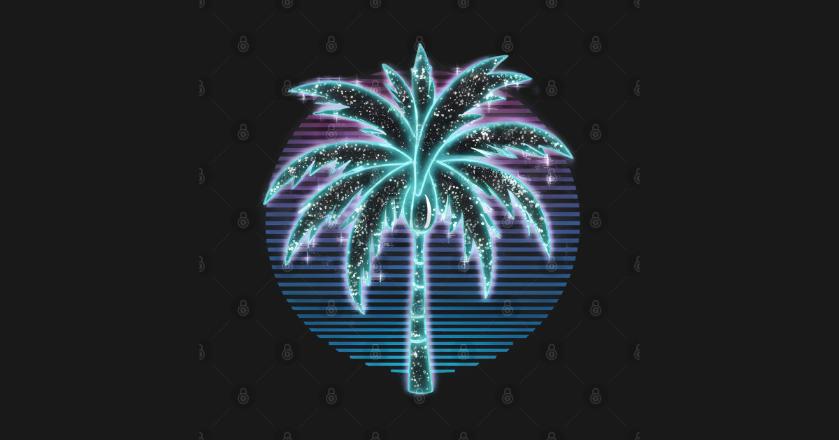 Synthwave palm beach sunset - Synthwave Palm Tree - T-Shirt | TeePublic