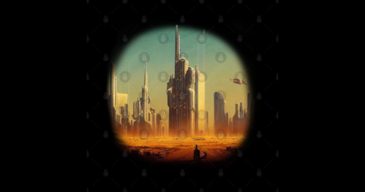 Futuristic Desert City 2045 In Cyberpunk Style - Futuristic City Gifts ...