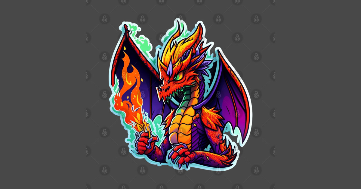 Cartoon fire dragon - Cartoon Fire Dragon - T-Shirt | TeePublic