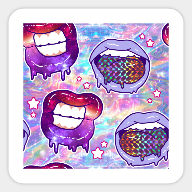 Holographic Slime Lips Pattern - Lips - Sticker | TeePublic