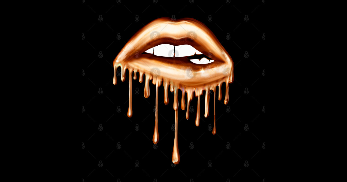 Metallic Dripping Orange Lips - Lips - Posters and Art Prints | TeePublic