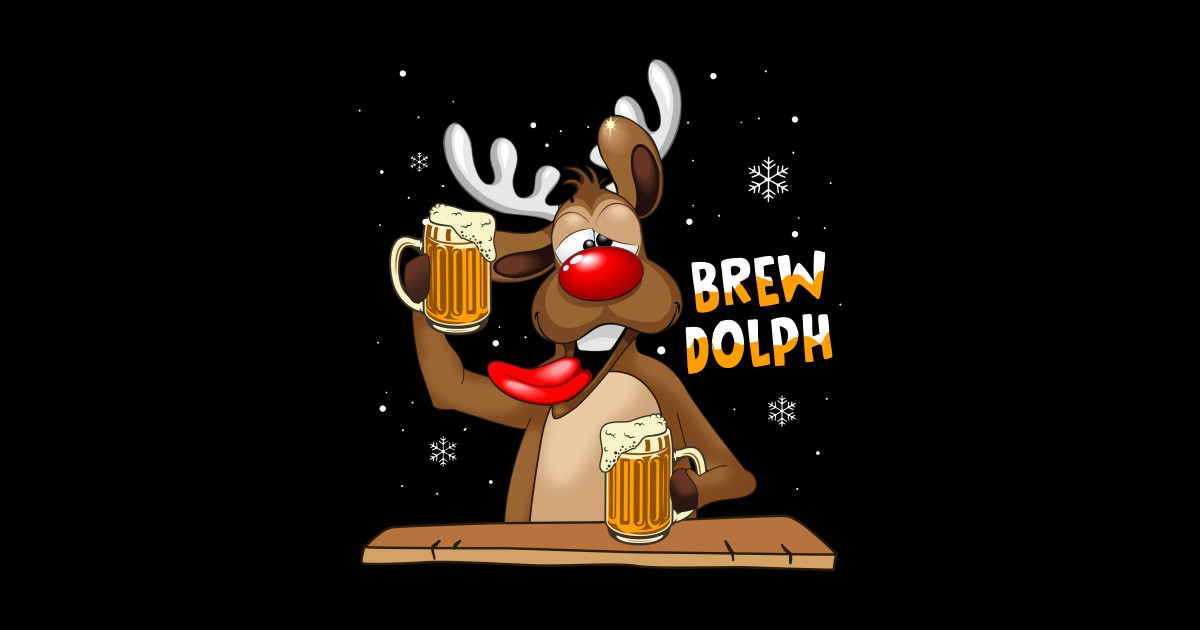 Brewdolph Reindeer Rudolph Beer Drinking Christmas - Rudolph - Posters ...
