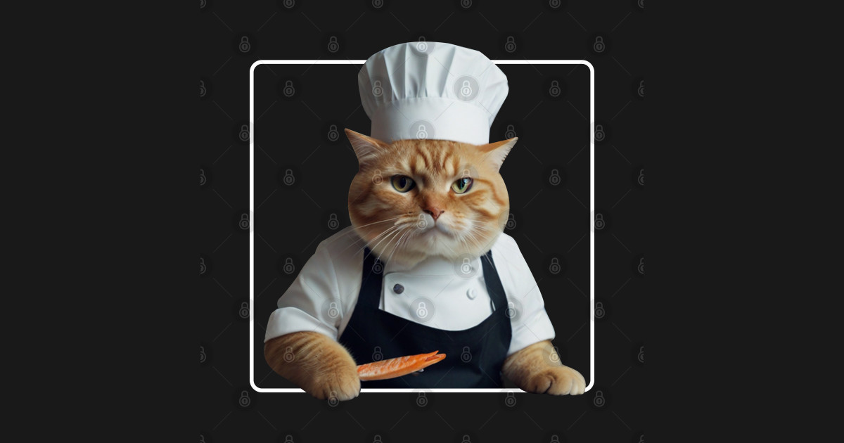 Grumpy Chef Cat – Funny Kitchen Feline Design - Chef Cat - T-Shirt ...