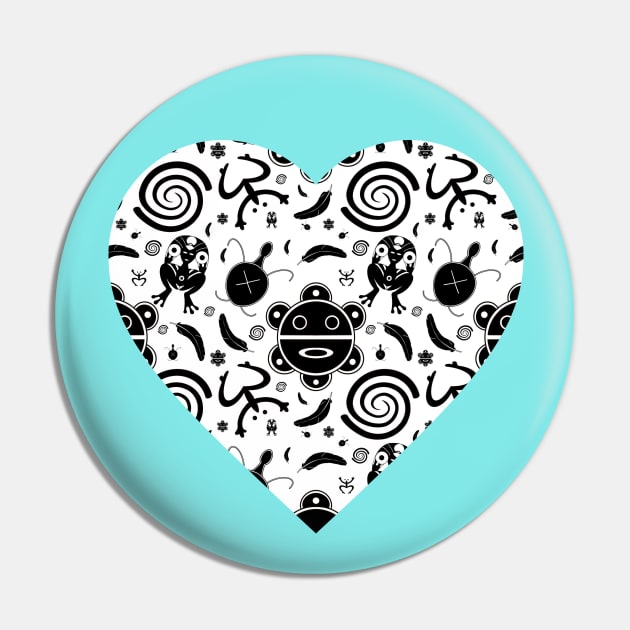 Traditional Taino Symbols Heart - Taino Symbols - Pin | TeePublic