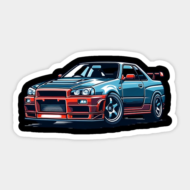 Nissan Skyline R34 - Nissan Skyline - Sticker | TeePublic