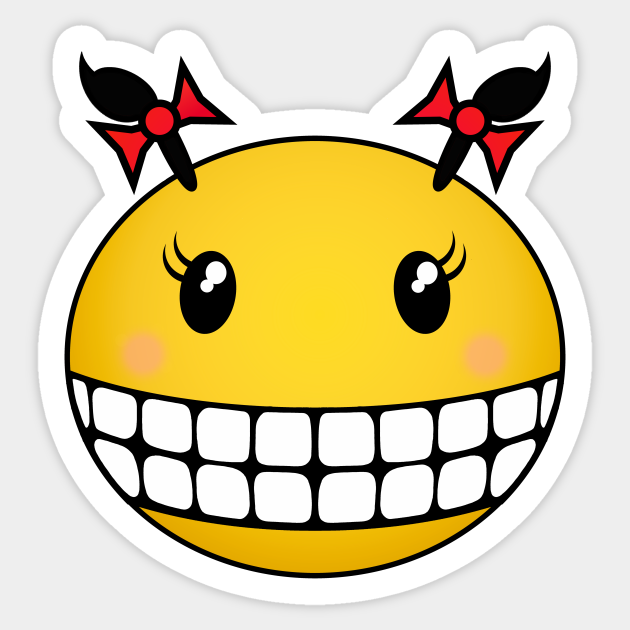 Girl Smiley - Dark hair and rosy cheeks - Girl Smiley - Sticker | TeePublic