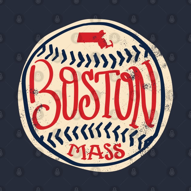 Boston Mass Hand Drawn Script - Boston Massachusetts Baseball - T-Shirt ...