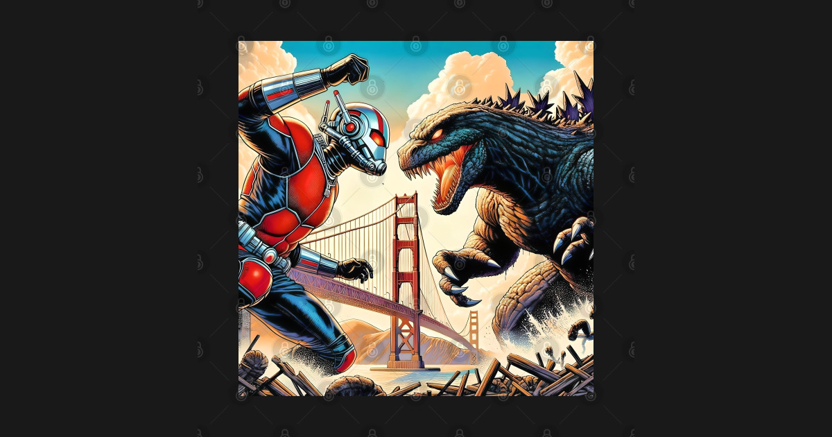 Godzilla vs Ant Man fan Art mashup - Godzilla - T-Shirt | TeePublic