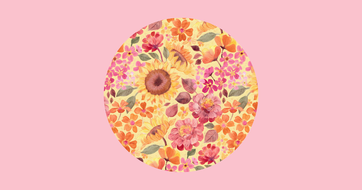 Happy Boho Sixties Floral - Floral - T-Shirt | TeePublic