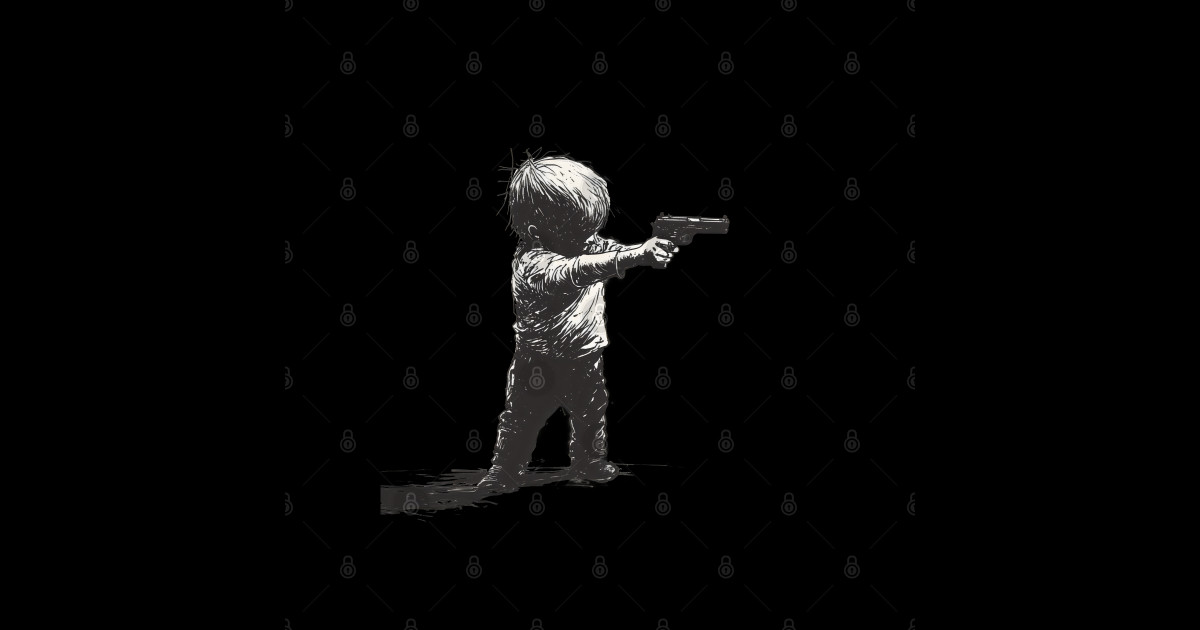 Gun Babies: Toddler with a Gun - Gun Babies - Sticker | TeePublic