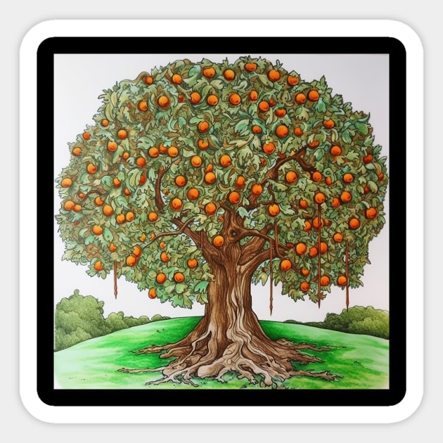 Chestnut tree drawing - Art Nouveau - Sticker | TeePublic