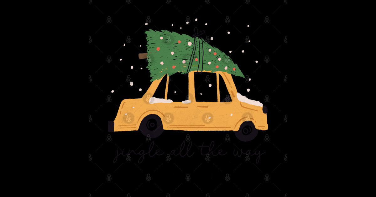 Hand Drawn Christmas Tree Car Funny - Hand Drawn Christmas Tree Car ...