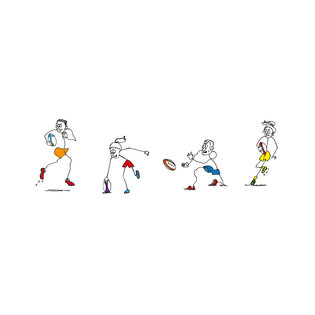 Mixed rugby stick figures - Rugby - T-Shirt | TeePublic