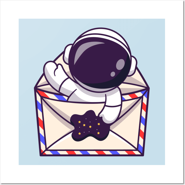 Cute Astronaut Waving Hand In Envelope Cartoon - Cute Astronaut Waving ...
