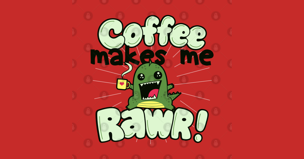 Funny Cute Kawaii Kaiju Godzilla for Coffee Lovers - Coffee - T-Shirt ...